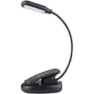 LEPOWER Clip on Book Light/Reading Light/Clip Light with 5 LED Eye Care, 3 Color Changeable, Portable Reading Lamp, Battery & USB Operated, Bed Light for Kids, Bookworms, Students(Black)