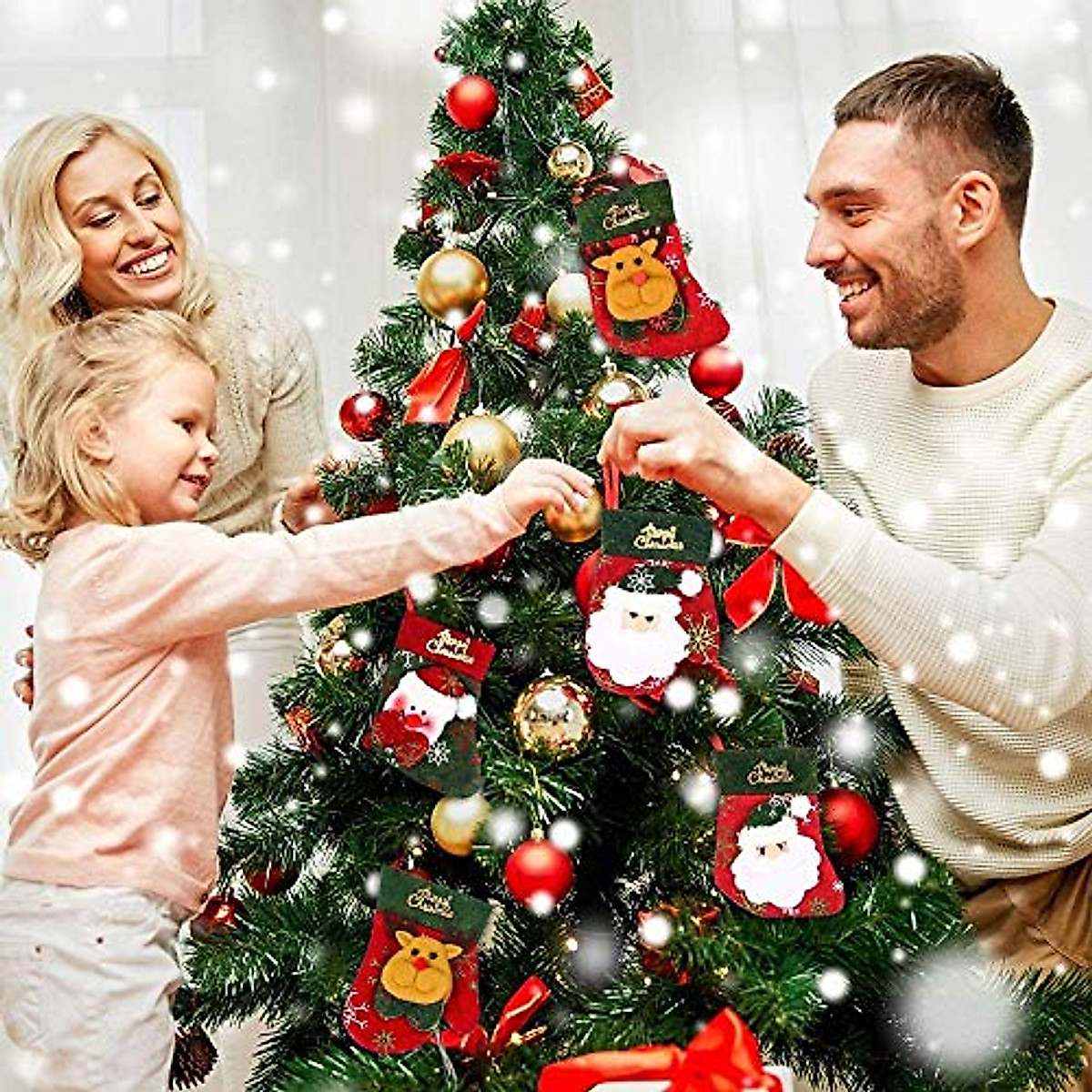 4 Pack of Christmas Cutlery Set, Snowman Santa Moose Knife and Fork Bag Cover Flatware Silverware Holders Xmas New Year Party Table Decoration Ornaments Socks