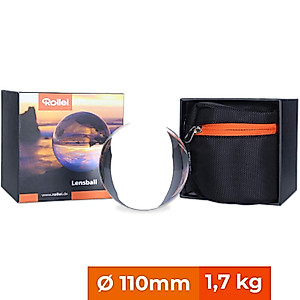 Rollei Lensball 110mm I Glass Ball I Crystal Ball I Photo Ball with Storage Bag & Microfibre Cleaning Cloth for Glass Ball Photography