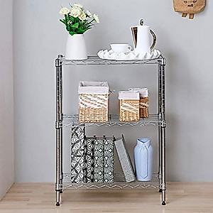 BNSPLY 3 Tier Wire Shelving Unit, Adjustable Wire Rack, Metal Storage Shelves for Kitchen, Pantry, Laundry, Bathroom, Closet (13.5" D x 23" W x 31.5" H, Chrome)