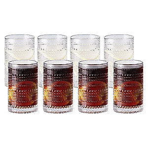 SUNNOW 12 Ounce Raindrop Glass Cup,Iced Tea Glasses for Water, Beverage,Juice, Wine,Beer and Cocktail,8 Pack (Clear)