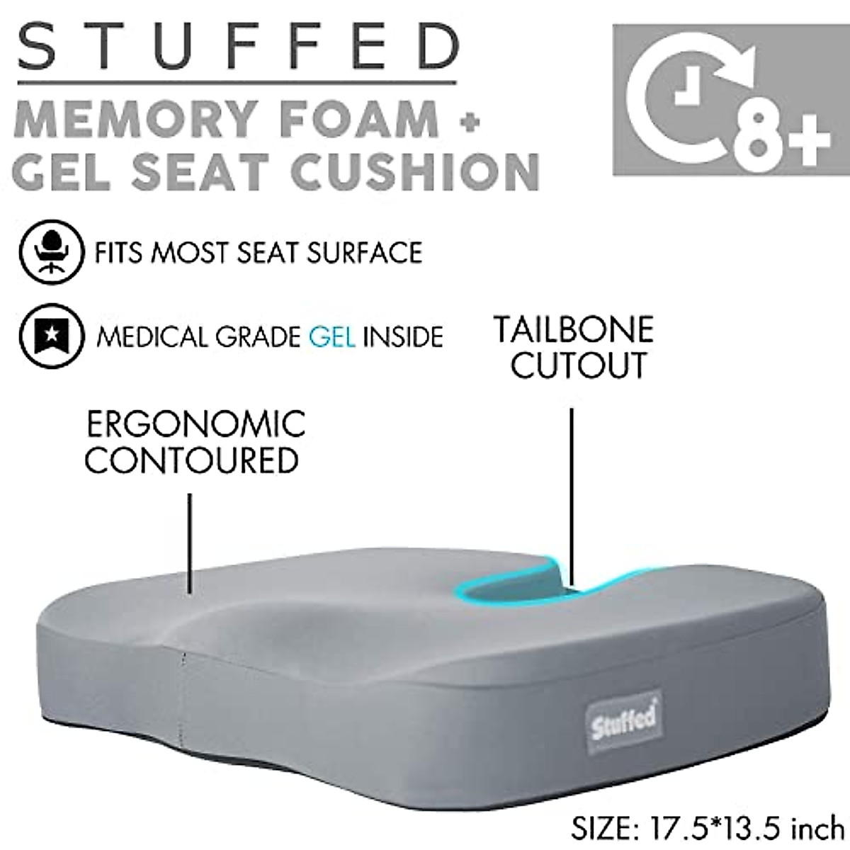 Seat Cushion Pillow for Office Chair, Butt, Tailbone, Back, Coccyx, Sciatica Memory Foam Cushions, Computer Desk Pain Relief Pad