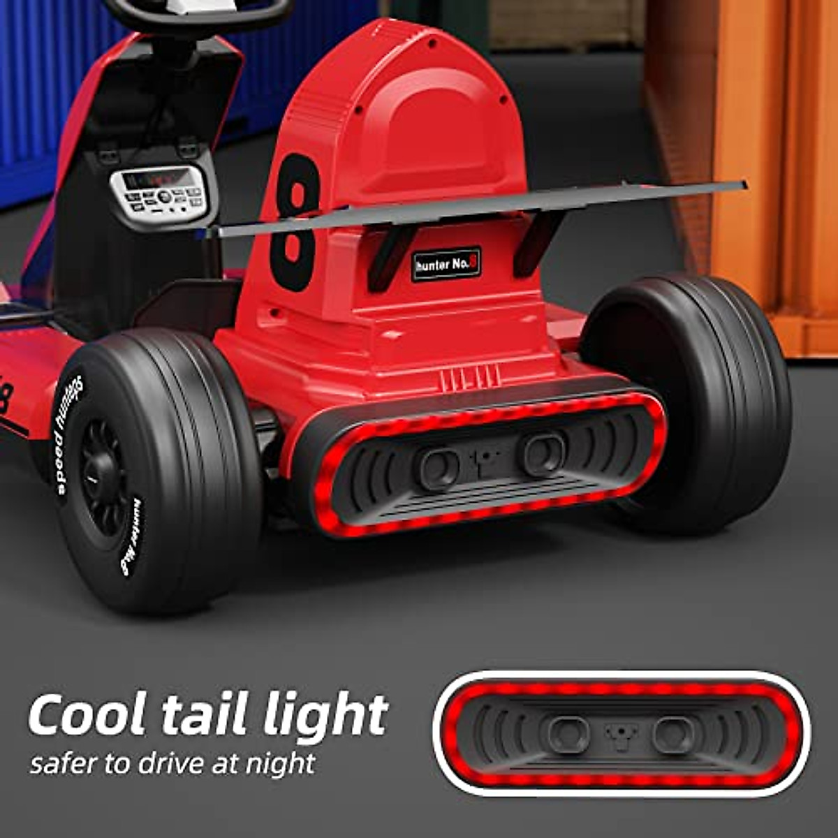 XJD Electric Go Kart 12V Battery Powered Pedal Go Karts for 3+ Kids Youths on Car Electric Vehicle Car Racing Drift Car for Boys Girls with Bluetooth/FM and Remote Control (Red01)