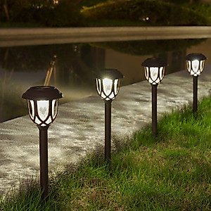 EXCMARK 10 Pack Solar Lights Outdoor Decorative Garden Yard Lights for Pathway Walkway Sidewalk Driveway. (Brown, Warm White)