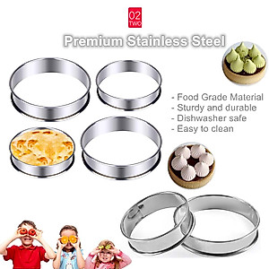 KeepingcooX Crumpet Rings Set of 6 - Non Stick, Double Rolled Tart Rings for Poaching Eggs, Professional English Muffin Rings, Small Pancake, Burger Press, Frying Eggs, 3.3in+4.1in, Plus 3 Rose Molds