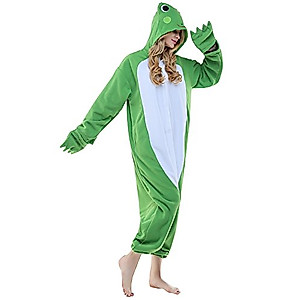 CANASOUR Polar Fleece Frog Costume Christmas Adult Anime Unisex Animal Cosplay Onesie (Small,Frog Green)