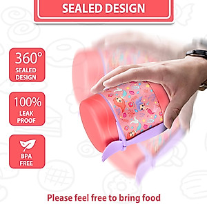 10oz Insulated Soup Thermo for Kids - Leakproof Stainless Steel Food Jar With Spoon for School Lunches (Pink Mermaid)