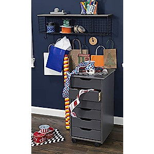 Linon Home Decor Products Corinne Six Drawer Storage, Grey Rolling Cart