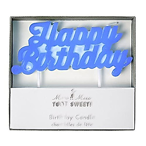 Meri Meri Blue Happy Birthday Candle (Pack of 1)