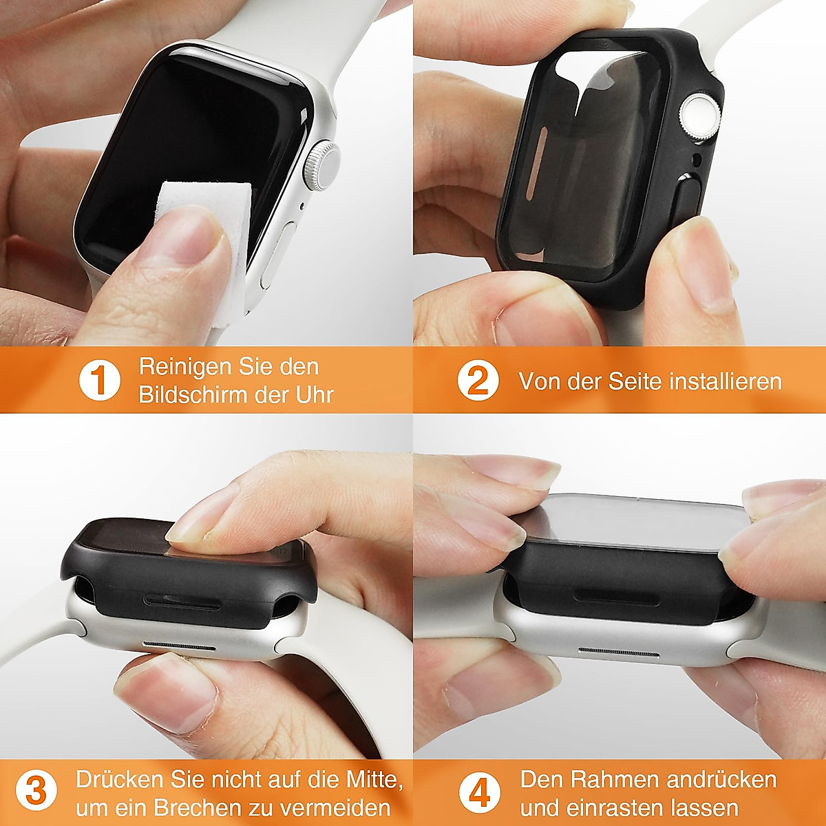 LK 2 Pack Hard PC Case with Tempered Glass Screen Protector Compatible for Apple Watch Series 9/8/7 45mm, Touch Sensitive, HD Ultra-Thin, Full Protective Cover for iWatch 9/8/7 45mm, Black