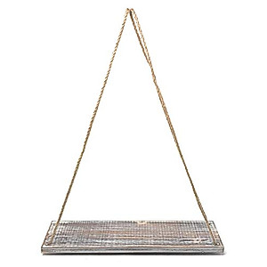 MtnGift Farmhouse Boho Rustic Rope Hanging Shelf - Floating Wooden Decorative Wall Swing Shelves (Set of 3)