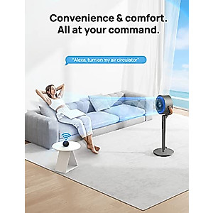 Dreo Pedestal Fan with Remote, PolyFan 513S, 43'' Quiet Standing Fan for Home Bedroom, 120°+105° Smart Oscillating Floor Fans with Wi-Fi/Voice Control, Works with Alexa/Google, 6 Modes, 8 Speeds