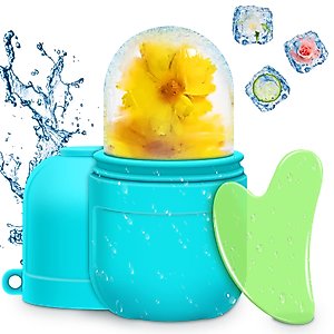 AURUZA Ice Face Roller and Gua Sha Set, Ice Roller for Face & Eye Puffiness Relief Beauty Facial Rollers Mold Icing Self Skin Care Massage Cube Skincare Tools for Shrink Pores…