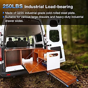 REGUDA Heavy Duty Locking Drawer Slides Full Extension Runners with Lock 12 14 16 18 20 22 24 26 28 30 32 34 36 38 40 Inch Side Mount Ball Bearing Rails Track Glides 250 Lbs (with lock, 20 inch)