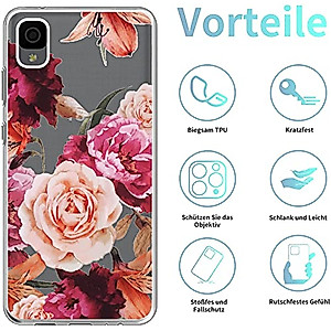 HAIJ (3 Pack) for TCL 30Z Case, Shock-Absorption Anti-Scratch Crystal Clear Soft TPU Bumper Protective Phone Case Cover for Alcatel TCL 30Z 30 Z 4G LTE T602DL, White Flower, Sun Flower, Purple Flower