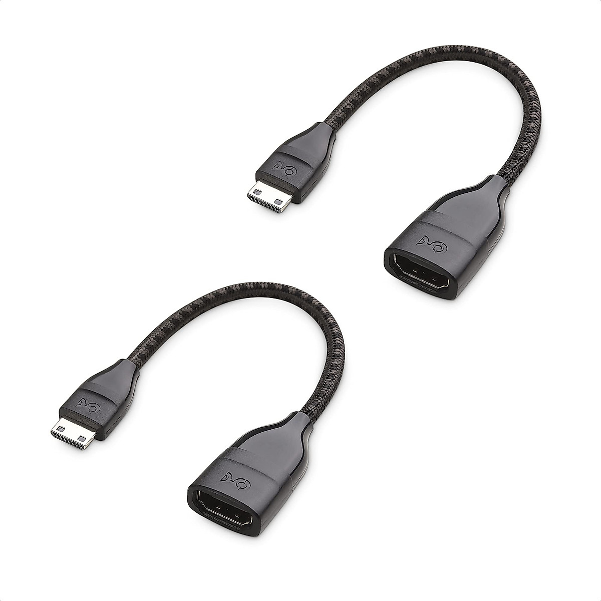 Cable Matters 2-Pack 8K@60Hz / 4K@240Hz Mini HDMI to HDMI Adapter (Mini HDMI Adapter) in Black, 6 Inches with HDR Support for Raspberry Pi Zero and More