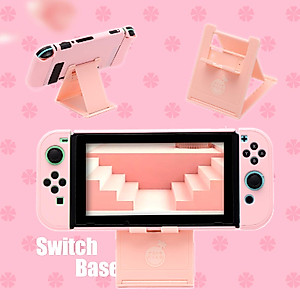 Switch Pink Accessories, Switch Pink Carrying Case, Switch Pink Protective Case, Cute Thumb Grips, Headphone Adapter, Desktop Stand, Screen Protector, Wrist Strap and Shoulder Strap