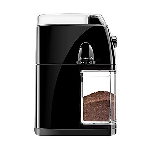 Chefman Coffee Grinder Electric Burr Mill - Freshly Grinds Up to 2.8oz Beans, Large Hopper with 17 Grinding Options for 2-12 Cups, Easy One Touch Operation, Cleaning Brush Included, Black