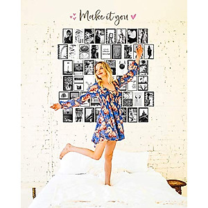 Black and White Wall Collage Kit - 50 Prints for Trendy Room Decor – Minimalistic Black and White and Grey Girls Bedroom Decor - Set of 50 Pcs Photo Prints 4x6