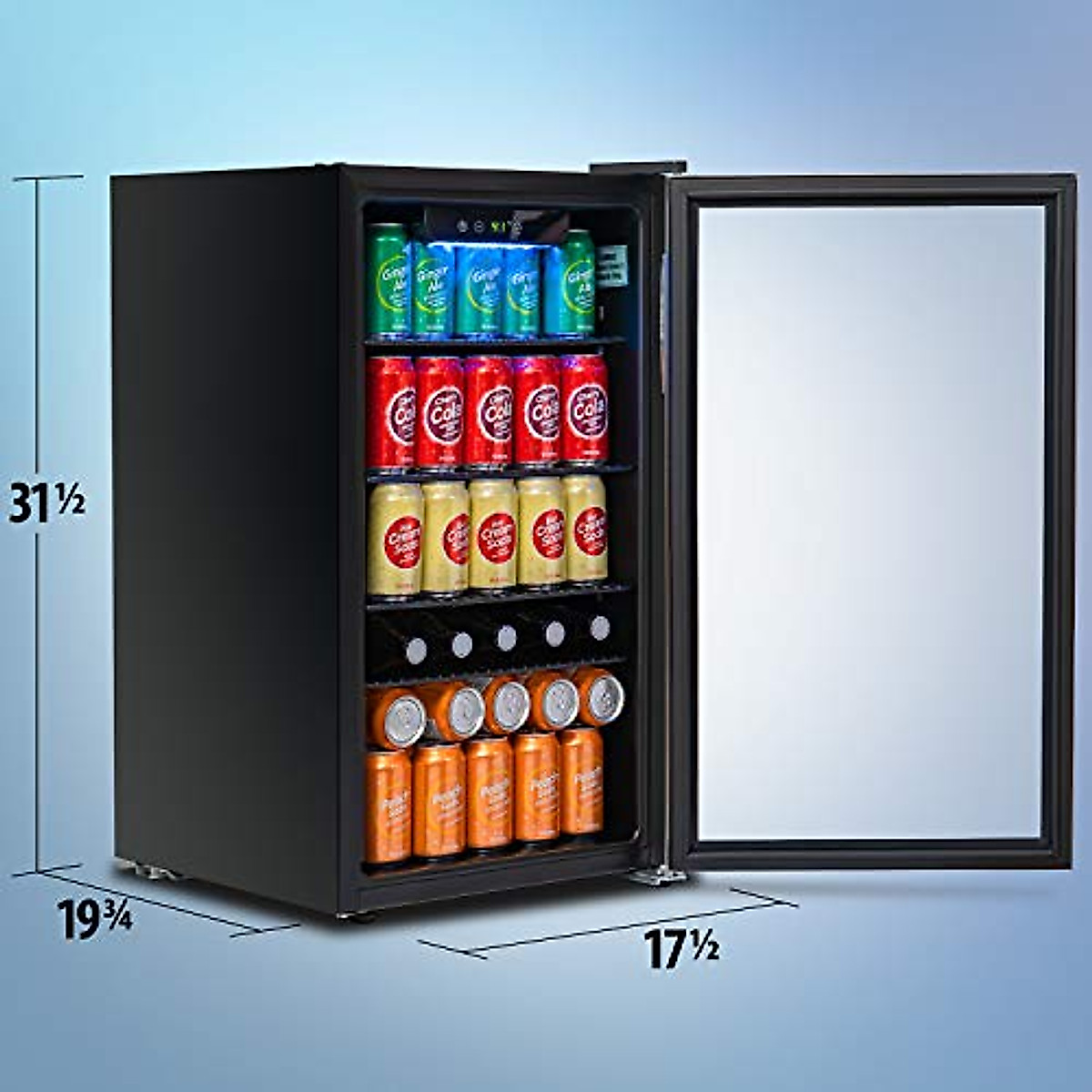 Deco Chef Beverage Refrigerator and Cooler, 118-can, Stainless Steel Triple Pane Glass Door, Temperature Control, 4 Adjustable Shelves, for Home, Apartments, Dorms, Office, Bars