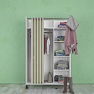 Tvilum Lola Mobile Curtain Storage Center, White/Natural Fabric