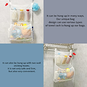 Ligereza Baby Mesh Bath Toy Organizer，Multiple Ways to Hang, Ultra Large Capacity & Large Opening, Bathroom Toy Holder, Bath Toy Storage Bag With 5 Side Pockets (Large White)