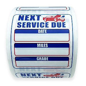 Oil Change Stickers 250 Pcs Per Roll-Service Reminder Stickers-2 inches x 2 inches Premium Clear Stock-Windshield Stickers-Checkered Flag- Peel & Write and Stick with No Residue Car Sticker