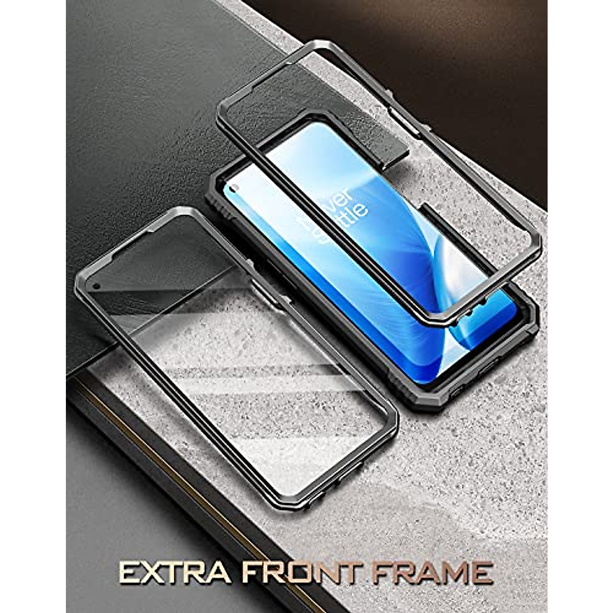 Poetic Revolution Series Case for Oneplus Nord N200 5G, Full-Body Rugged Dual-Layer Shockproof Protective Cover with Kickstand and Built-in Screen Protector, Black