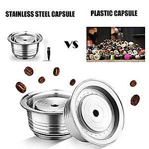 Reusable Coffee Capsule Filter, Stainless Steel Coffee Pod Holder Set Compatible with Nespresso Vertuoline GCA1/Plus, Nespresso Vertuo Plus Series, Delonghi ENV 135/150 with Brush Spoon (240ml)