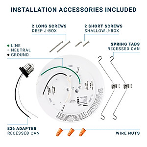 PARMIDA (12 Pack) 5/6 Inch Dimmable LED Disk Light Surface Flush Mount 15W, UL Listed, Recessed Retrofit Ceiling Lights, Energy Star, Installs into Junction Box Or Recessed Can,1050lm - 2700K