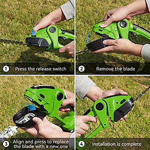 Hedge Trimmer Cordless, TOOVEM 2 in 1 Handheld Cordless Grass Shear with 2 Pcs Rechargeable Batterys and Charger, 24V Electric Weed Grass Cutter Shrubbery Trimmer for Garden, Lawn (Green)