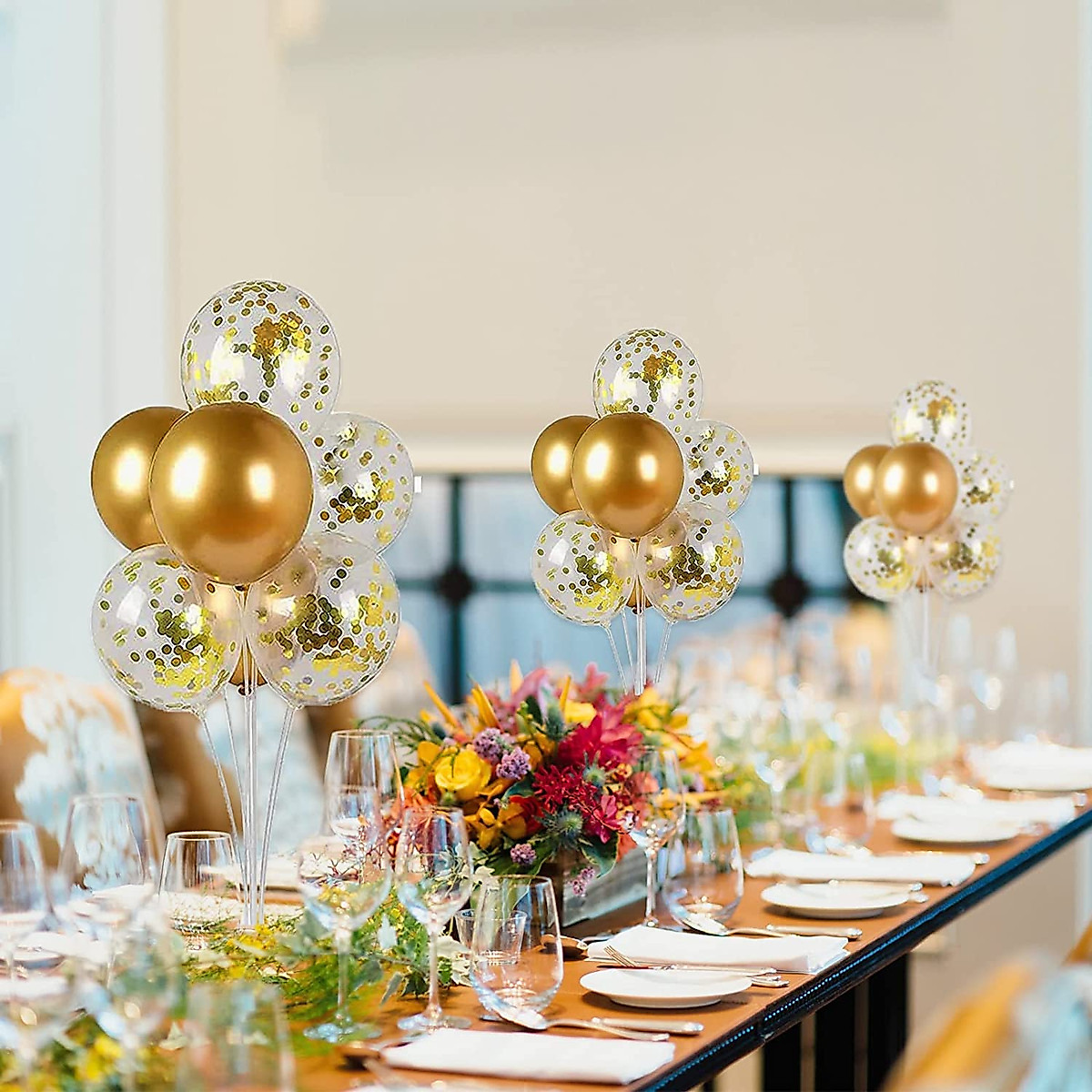 ROYUYE 7 Sets Balloon Stands for Table Balloon Stand Kits Clear Table Balloon Centerpiece Stand Balloon Holder Decorations for Birthday Baby Shower Graduation Party Decorations