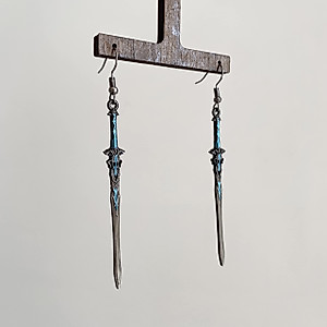 JIUIQL Unique Handmade Punk Retro Gothic Long Dagger Knife Sword Dangle Drop Earrings for Women Men Statement Jewelry Gifts (Gun Black)