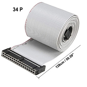 uxcell IDC Gray Wire Flat Ribbon Cable 34 Pins 128cm Length 2.54mm Pitch Type-B