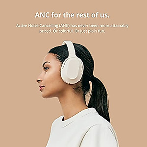 Status Core ANC Active Noise Cancelling Headphones - Cloud - Over Ear Head Phones w/Built-in Microphones - Wireless & Bluetooth + Detachable 3.5mm Wired - USB-C Charging Cable - 30 Hour Battery