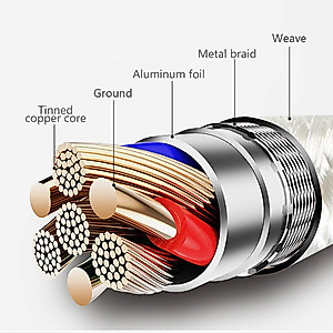 IDISON [MFi Certified iPhone Charger, 5Pack(3/3/6/6/10FT) iPhone Charging Cable Nylon Braided Fast Charging Cord Compatible for iPhones/Pads-Silver