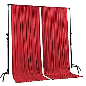 AK TRADING CO. 10 feet x 10 feet Polyester Backdrop Drapes Curtains Panels with Rod Pockets - Wedding Ceremony Party Home Window Decorations - RED (DRAPE-5x10-RED)