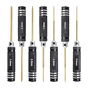HobbyPark Hex Driver Set Hex Allen Screwdriver Kit Titanium 0.9mm/1.27mm/1.3mm/1.5mm/2.0mm/2.5mm/3.0mm Small and 17mm Hex Wrench Set RC Car Tools Kit