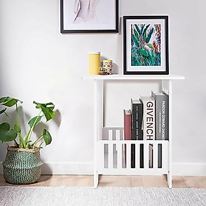 JNTKE Rectangular Side Table, End Table with Storage Shelf 13.4"x10.2"x15.8" Small Bedside Table Night Stand for Living Room Couch Sofa Bedroom Balcony Home Office