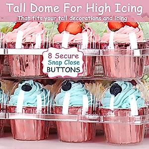 Farielyn-X (24 Pack x 7 Sets) Stackable Cupcake Carrier Holders with 168 Pack Cupcake Liners, Plastic Boxes for 24 Cupcakes, Clear Disposable Tall Dome Lid Cupcake Trays/Containers