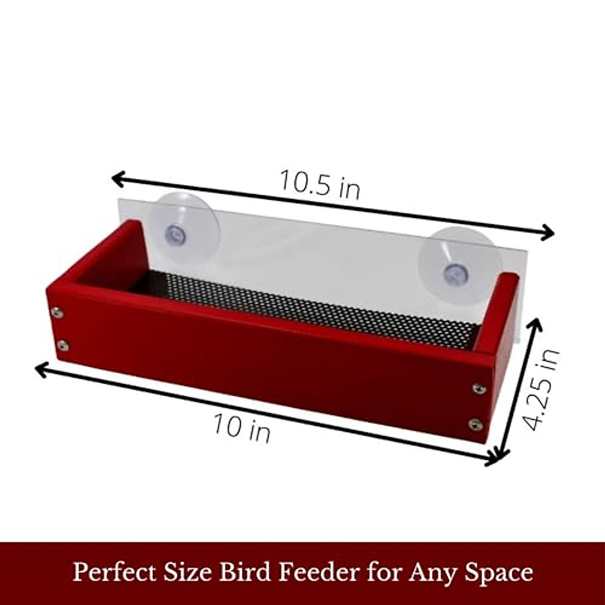 Backyard Essentials Standard Red Window Feeder with Strong Suction Cups, Platform Tray Bird Feeder