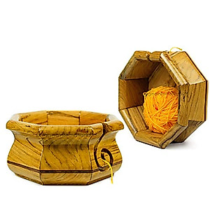 Wooden Yarn Bowl Holder Rosewood - Knitting Bowl with Holes Storage - Crochet Yarn Holder Bowl - Perfect for Mother's Day!
