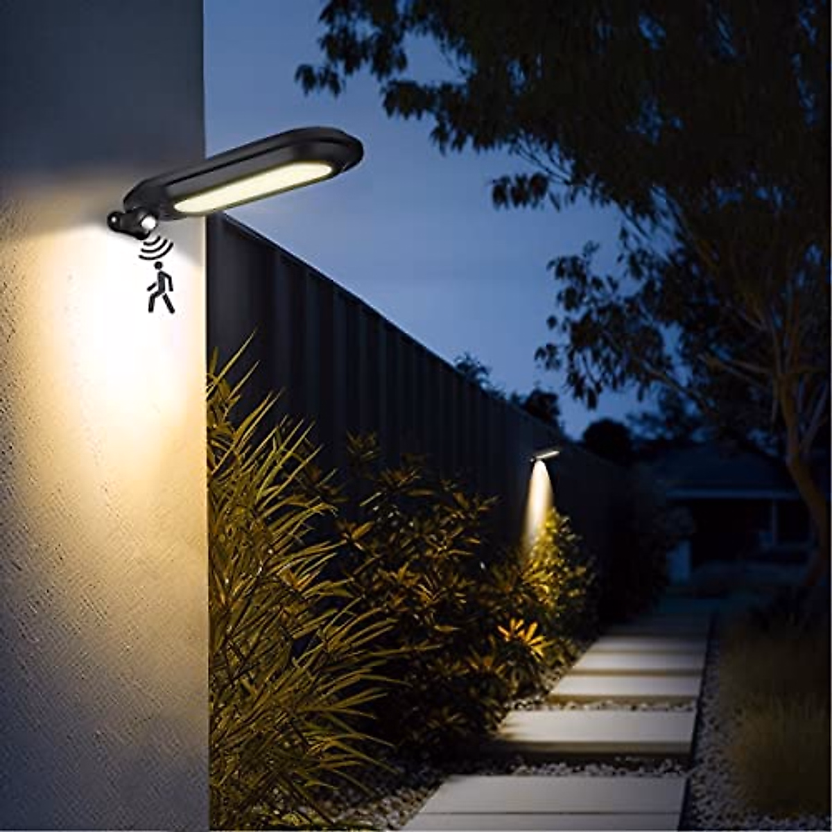 ZAYHOUL Motion Sensor Outdoor Solar Lights, 2 Pack 18 LED Solar Gutter Lights, Battery Powered Motion Activated Security Lights, Waterproof Solar Light for Porch Garage Garden Yard Fence Patio.
