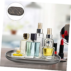 Didiseaon 2pcs Marble Storage Tray Small Ceramic Oval Display Tray Oval Jewelry Tray Ceramic Serving Dishes Makeup soap Dish Holder Sundries Organizing Tray Marbling Ceramic Plate Ceramics