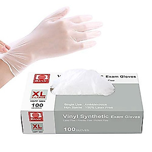Basic Medical Exam Gloves (X-Large) 100 Gloves Latex Free Powder Free, clear (VGPF3004B)