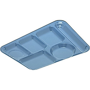 Carlisle FoodService Products Left-Hand Heavyweight 6-Compartment Melamine Tray 10" x 14" - Sandshade