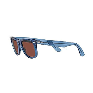 Ray-Ban RB2140 Original Wayfarer Square Sunglasses, Transparent Blue/Red, 50 mm