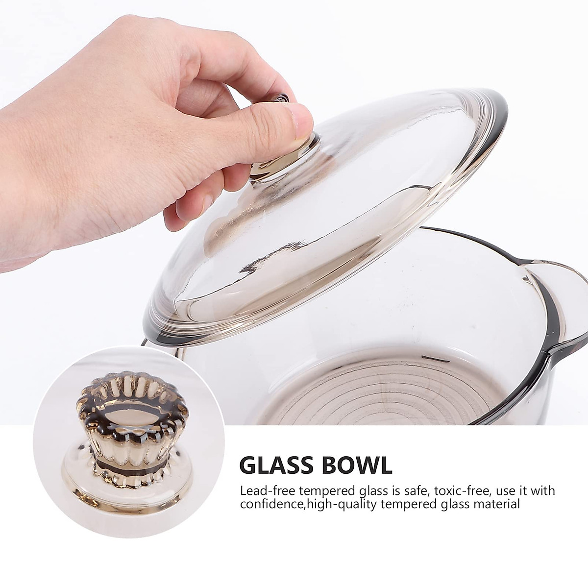 DOITOOL Glass Saucepan with Cover Heat-Resistant Glass Pot and Pan with Lid, Clear Glass Cooking Pot Cookware Set for Pasta, Noodle, Soup & Baby Food