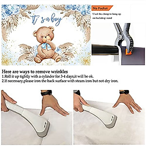 Avezano Boho Bear Baby Shower Backdrop for Boy's Party Decorations Blue Pampas Grass It's a Boy Baby Shower Photography Background Bohemian Bear Baby Shower Decorations Photoshoot (7x5ft)