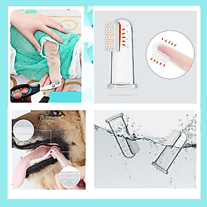 MSMUOEZ Adjustable Multifunctional Anti-Bite Shower net Bag，Cat Grooming Mesh Bag, Cat Bathing Bag，Cat Bath Brush and Pet Finger Toothbrush (B-Grey)